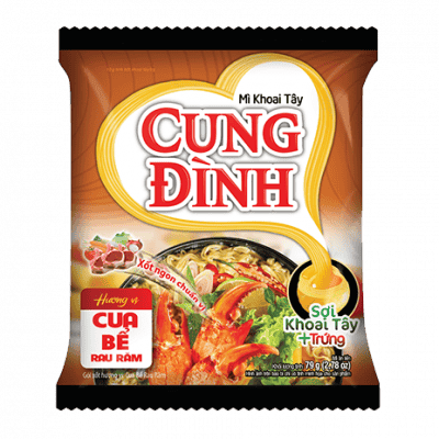 Cung Dinh Instant Noodles (Potato) Crab and Laksa Flavor 79gr/ bag x 30 ...